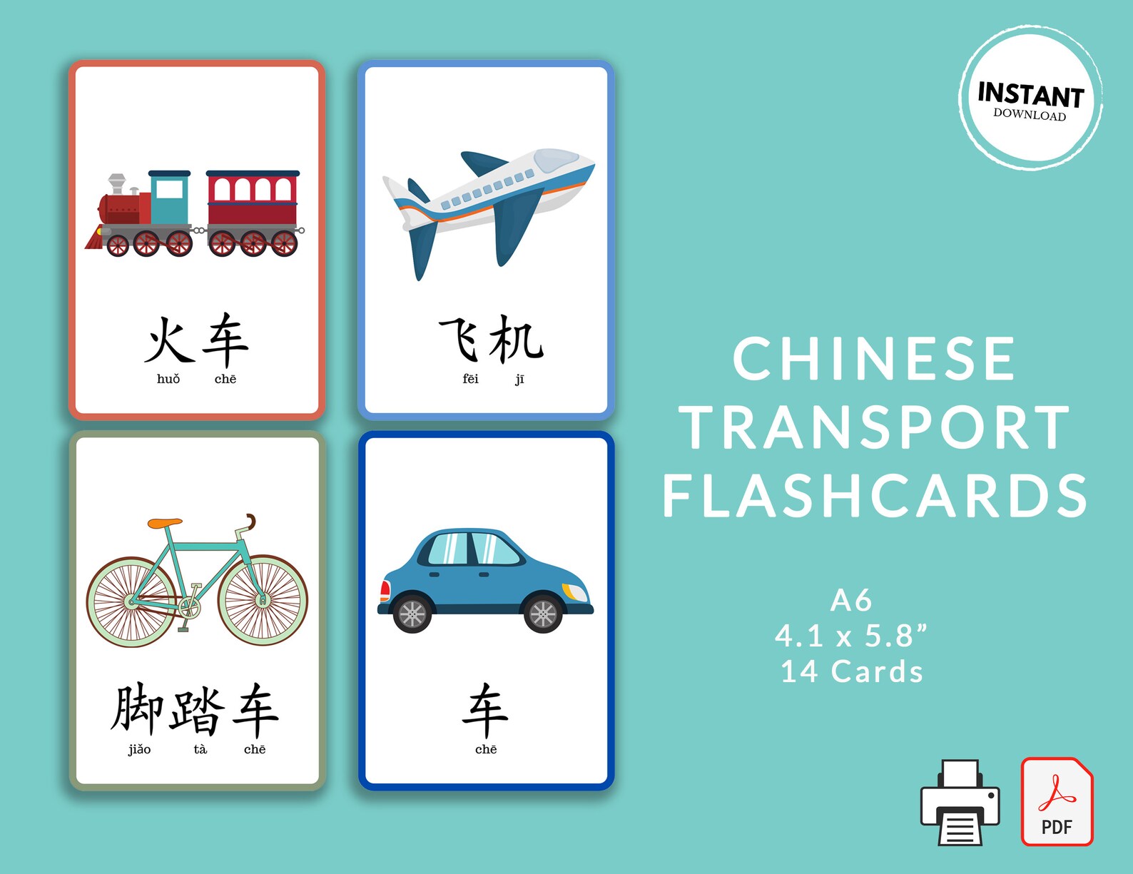 Chinese Transport Flashcards Simplified Mandarin Transport Flashcards ...