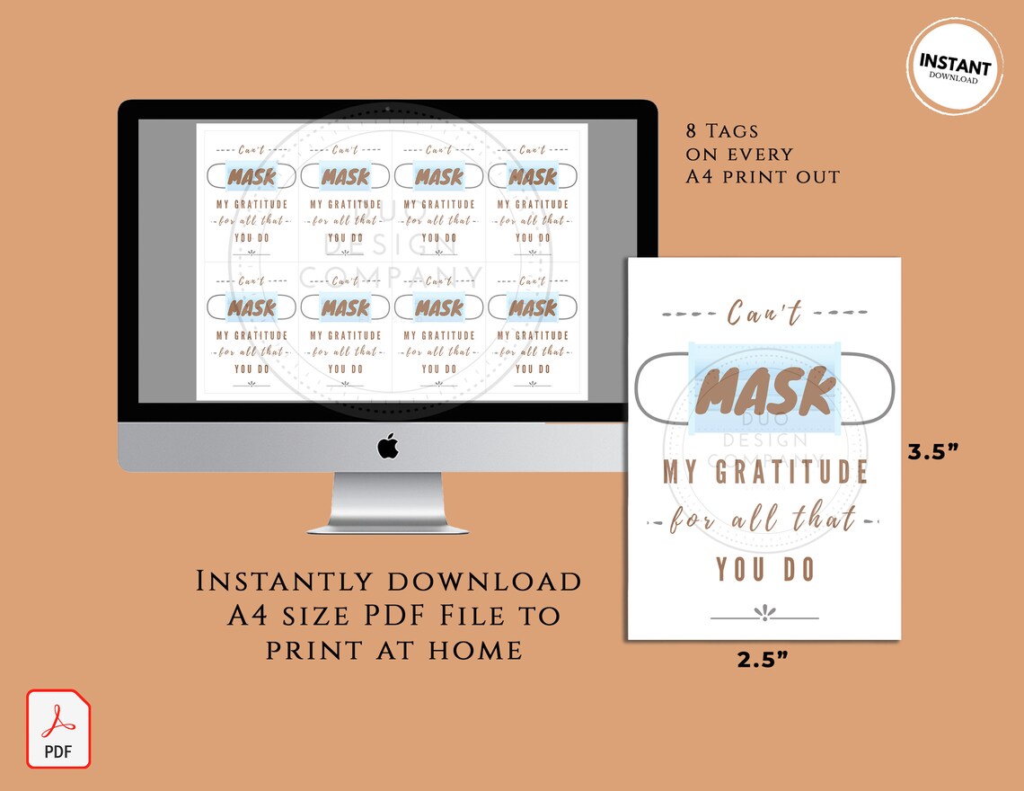 Printable Thank You Gift Tag | Can't Mask My Gratitude for All That You ...