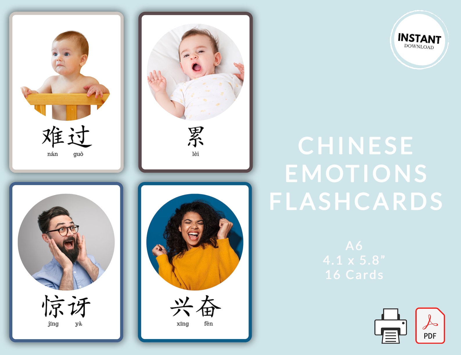 Chinese Emotions Flashcards | Emotions in Mandarin | Simplified ...