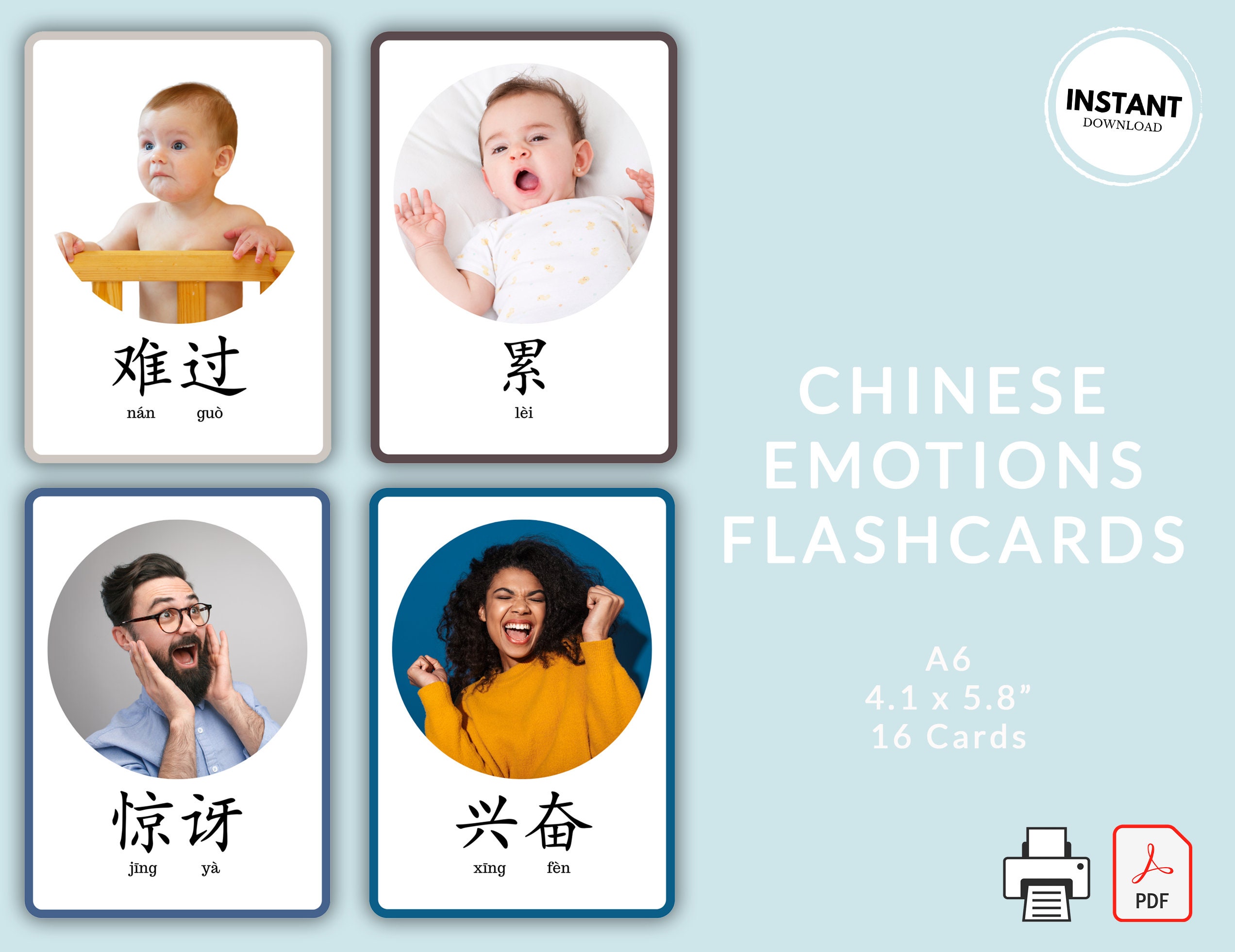 Chinese Emotions Flashcards | Emotions in Mandarin | Simplified ...