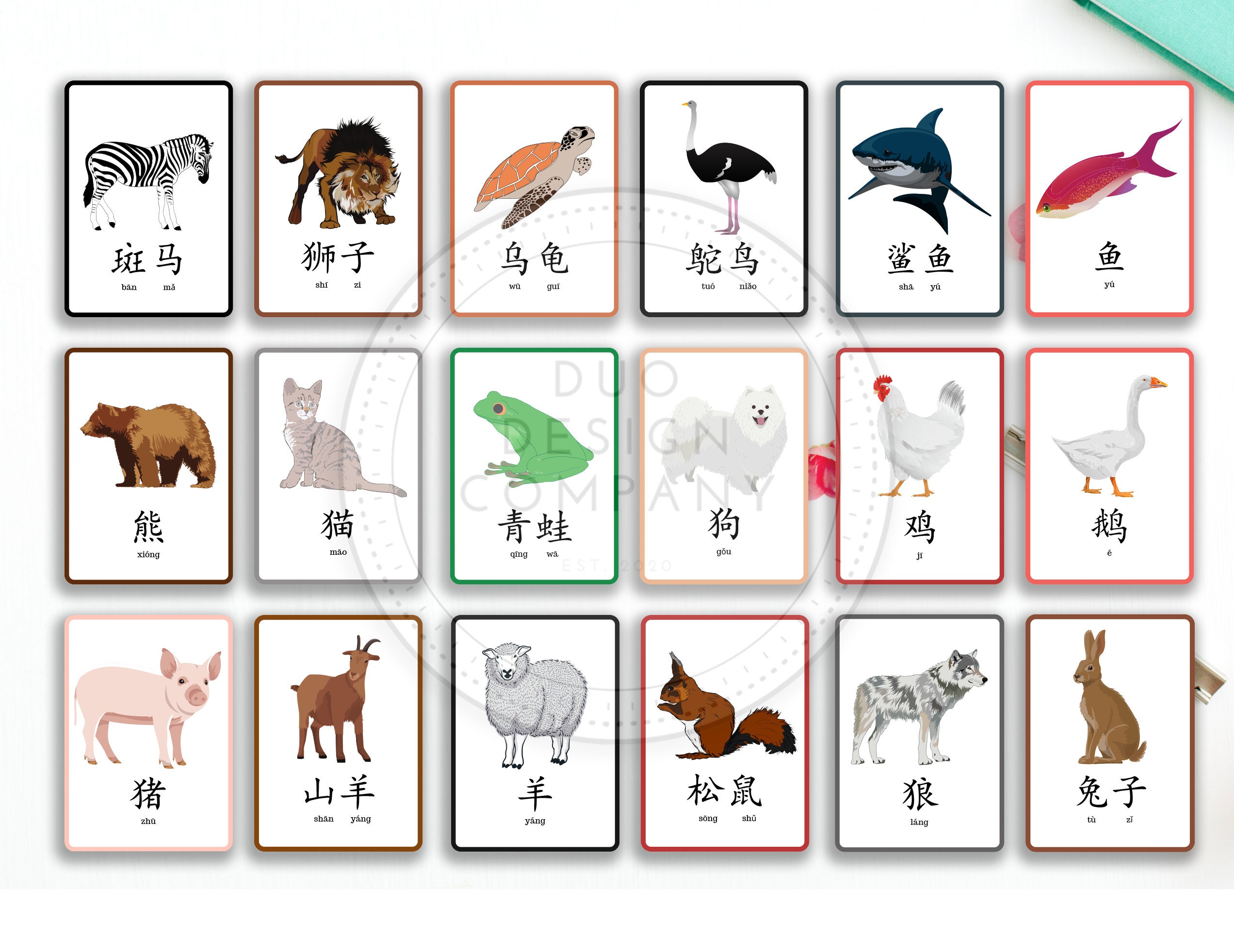 Chinese Animals Flashcards | Printable Simplified Mandarin Animal ...