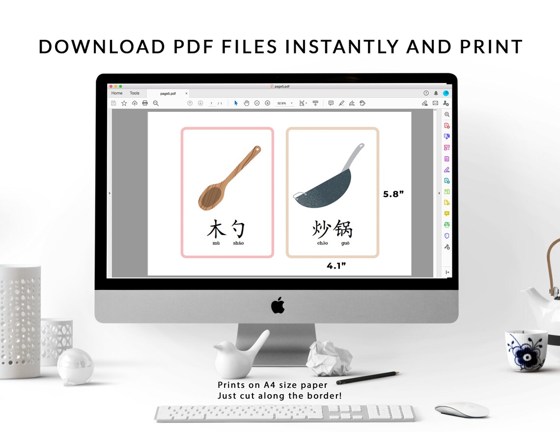 Chinese Kitchen Vocabulary Flashcards Printable Kitchen | Etsy