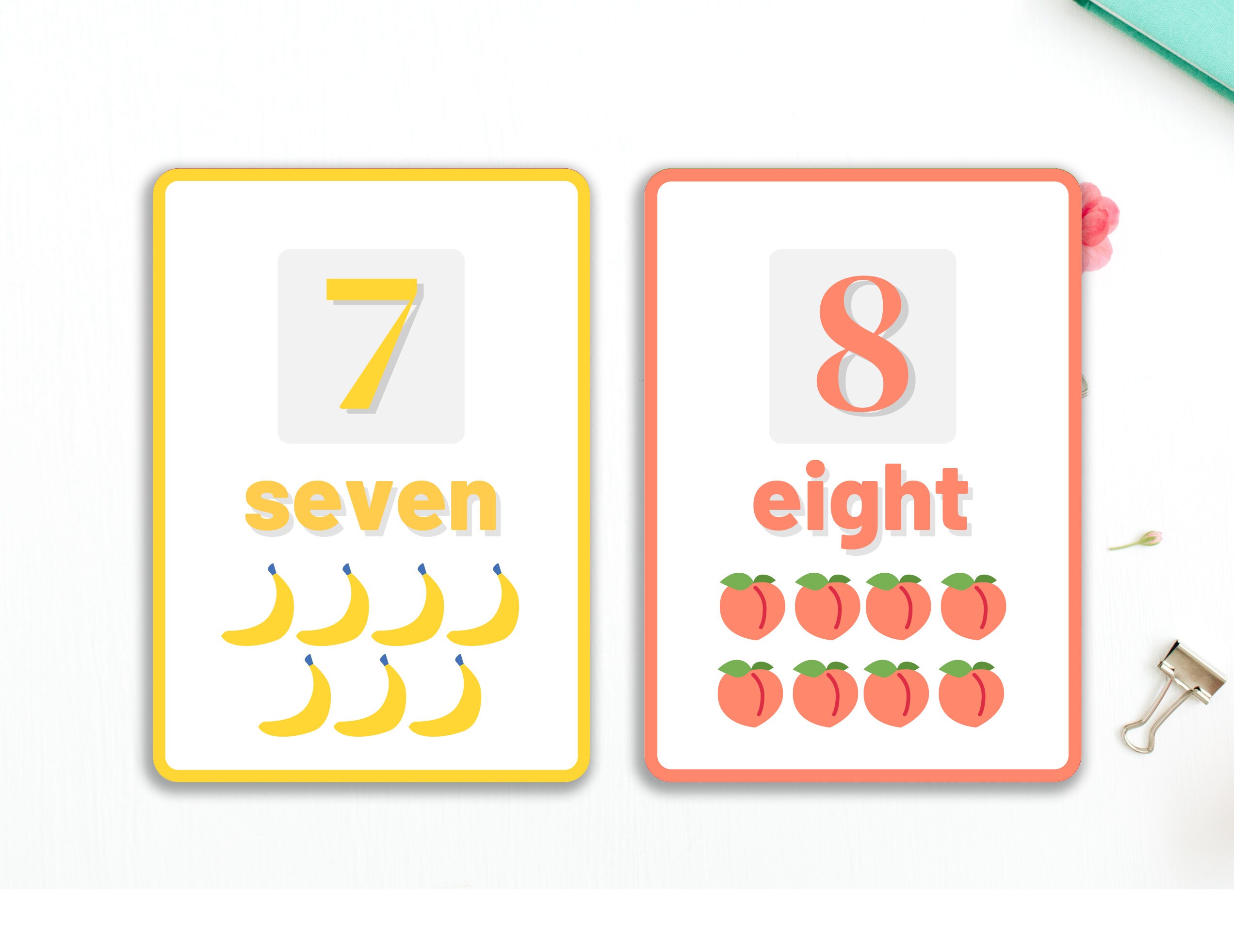 Numbers Flash Cards Printable 1-20 Flash Card Set Colourful Number ...