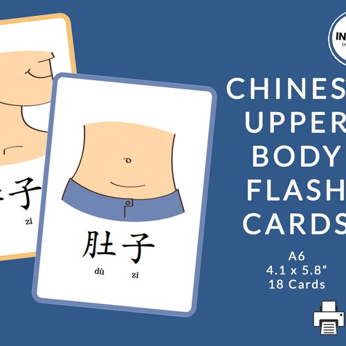 Body Parts Chinese Flash Cards Printable Mandarin Head Flash - Etsy