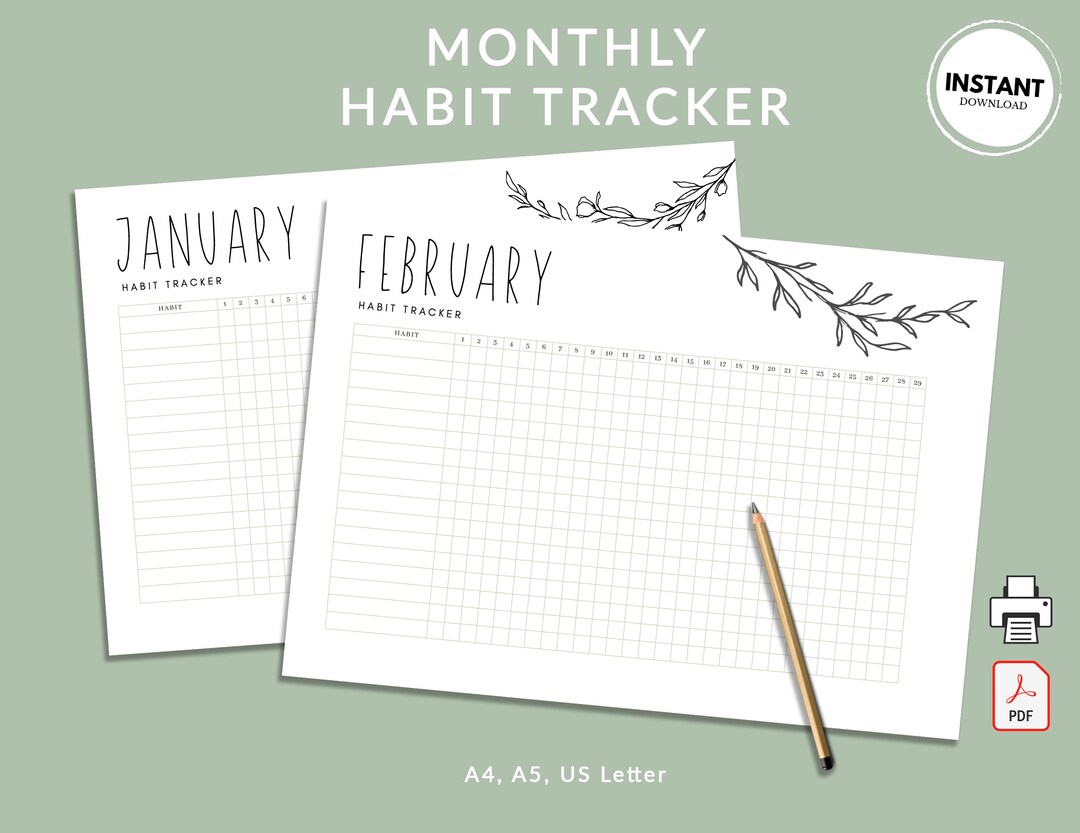 Printable Year in Pixels | Habit Tracker | Habit Log | Goal Tracker ...