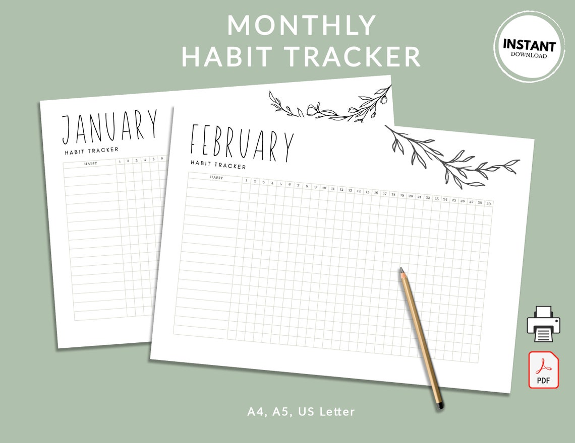 Printable Year in Pixels | Habit Tracker | Habit Log | Goal Tracker ...
