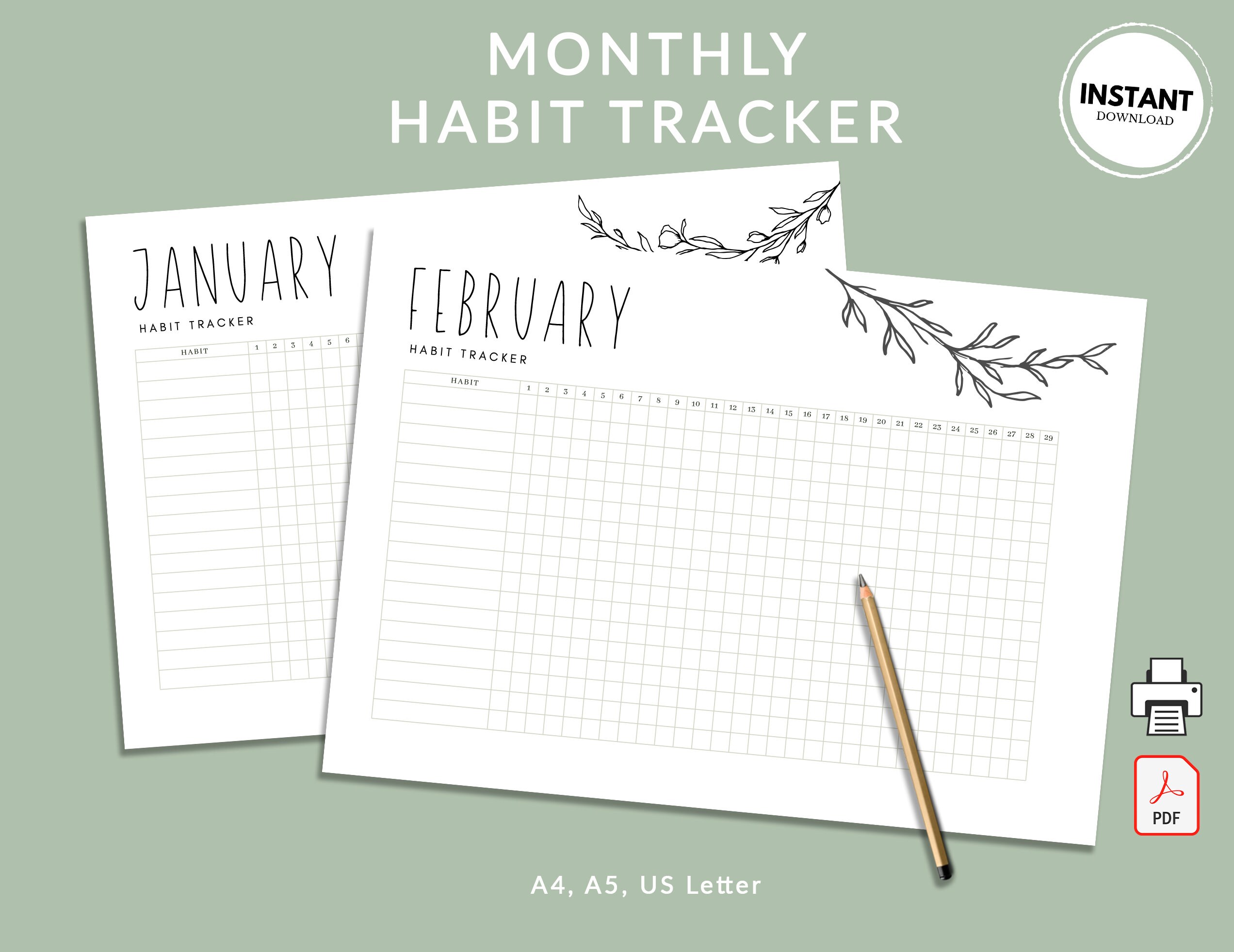 Printable Year in Pixels | Habit Tracker | Habit Log | Goal Tracker ...