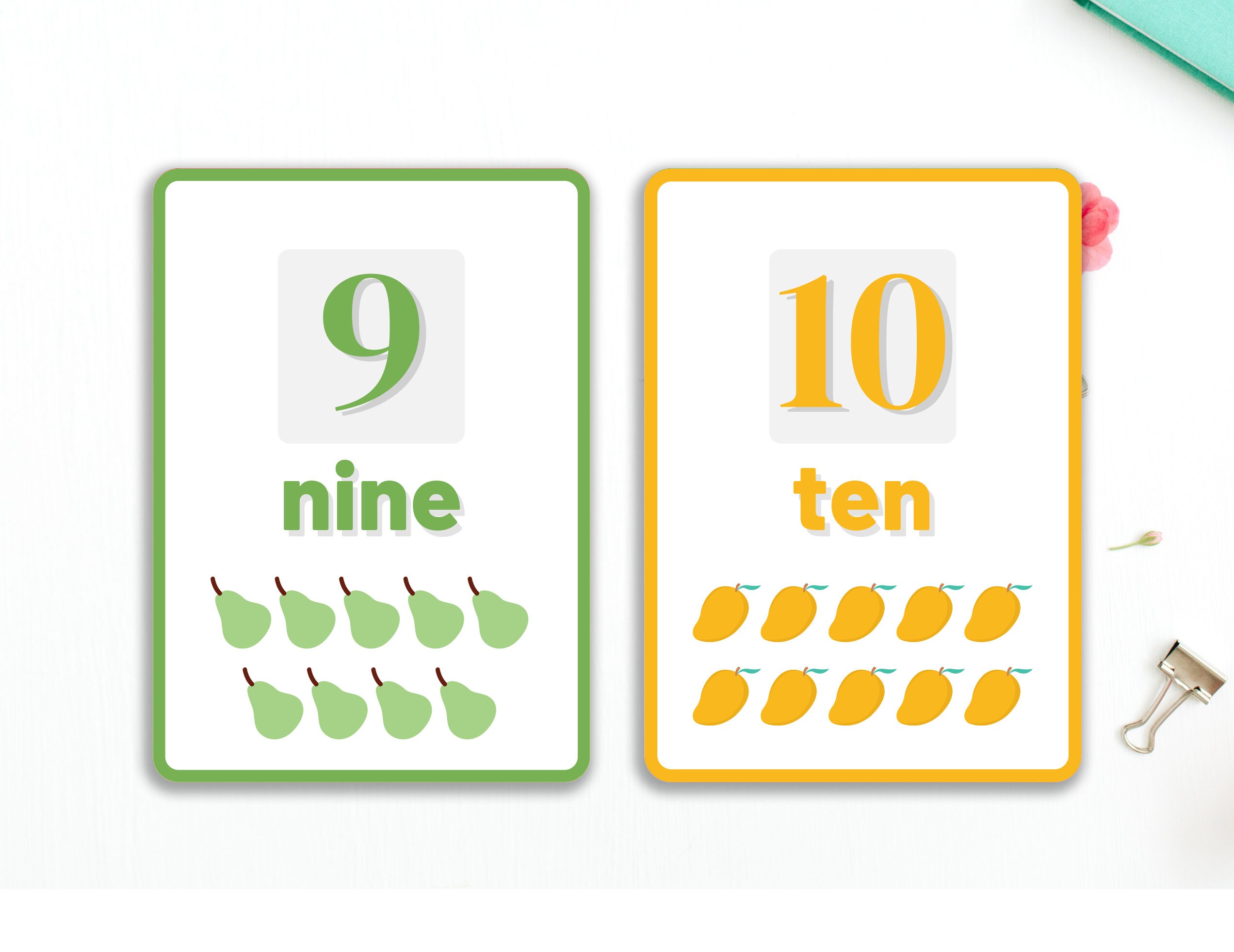 Numbers Flash Cards Printable 1-20 Flash Card Set Colourful Number ...