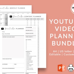 Youtube Planner | Printable Youtube Organiser | How to Plan Youtube ...