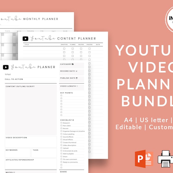 Youtube Video Planner Youtube Video Checklist Printable Vlog Checklist ...