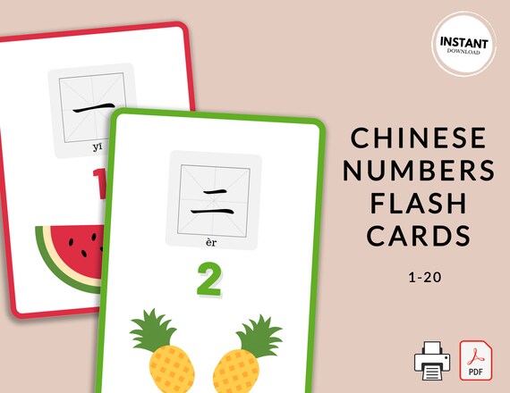 Chinese Numbers Flash Cards Printable Mandarin Numbers Flash | Etsy