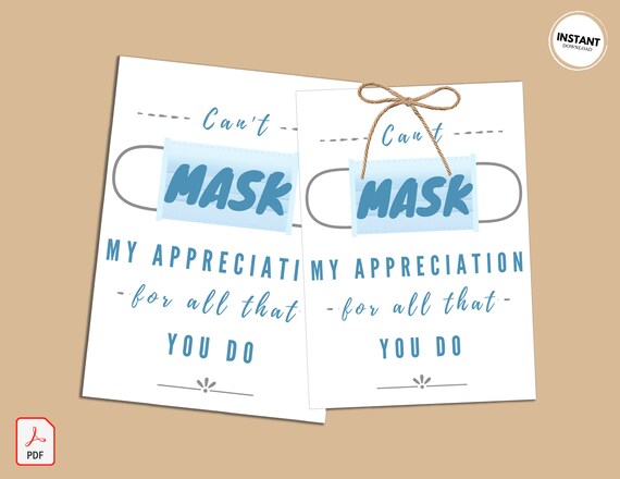 Printable Appreciation Gift Tag Can't Mask My | Etsy