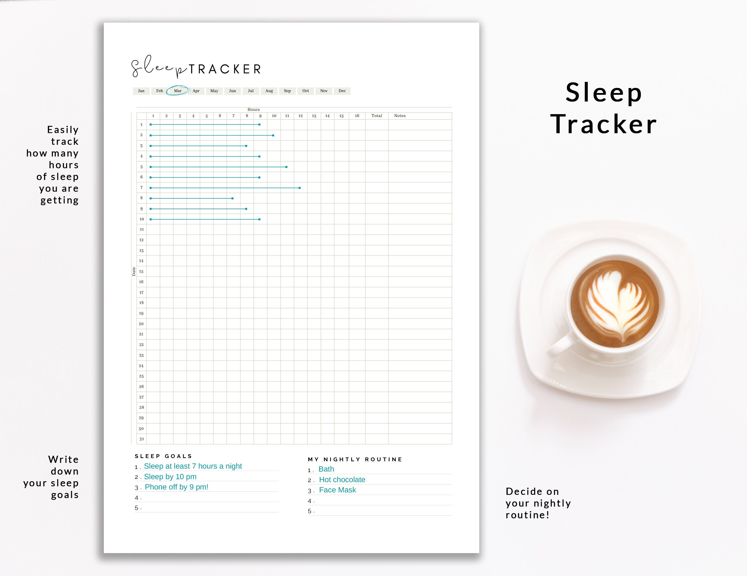 Sleep Tracker | Printable Sleep Tracker | Self Care Journal | Sleep ...