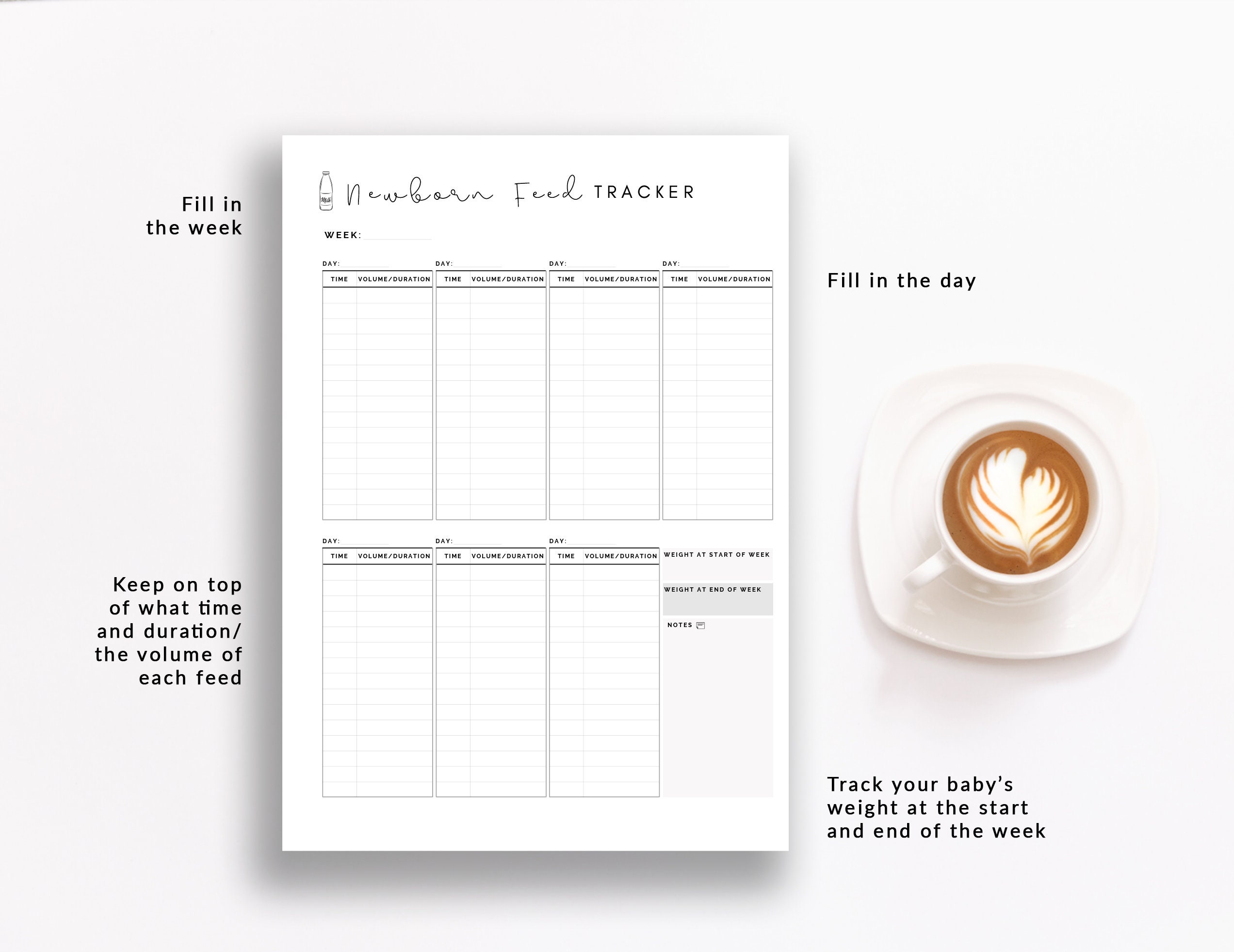 Baby Feeding Tracker | Printable Newborn Feeding Schedule | Feed Chart ...