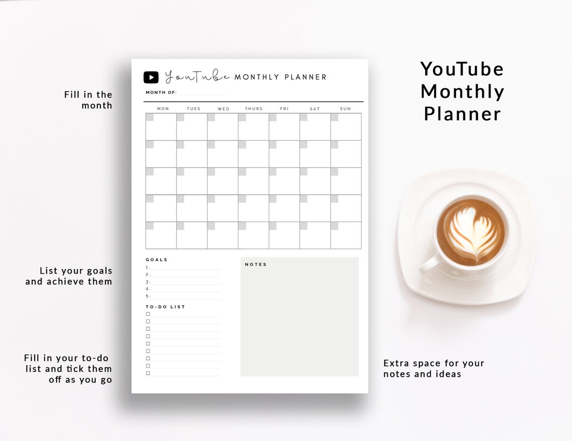 Youtube Planner Printable Youtube Organiser How to Plan | Etsy UK