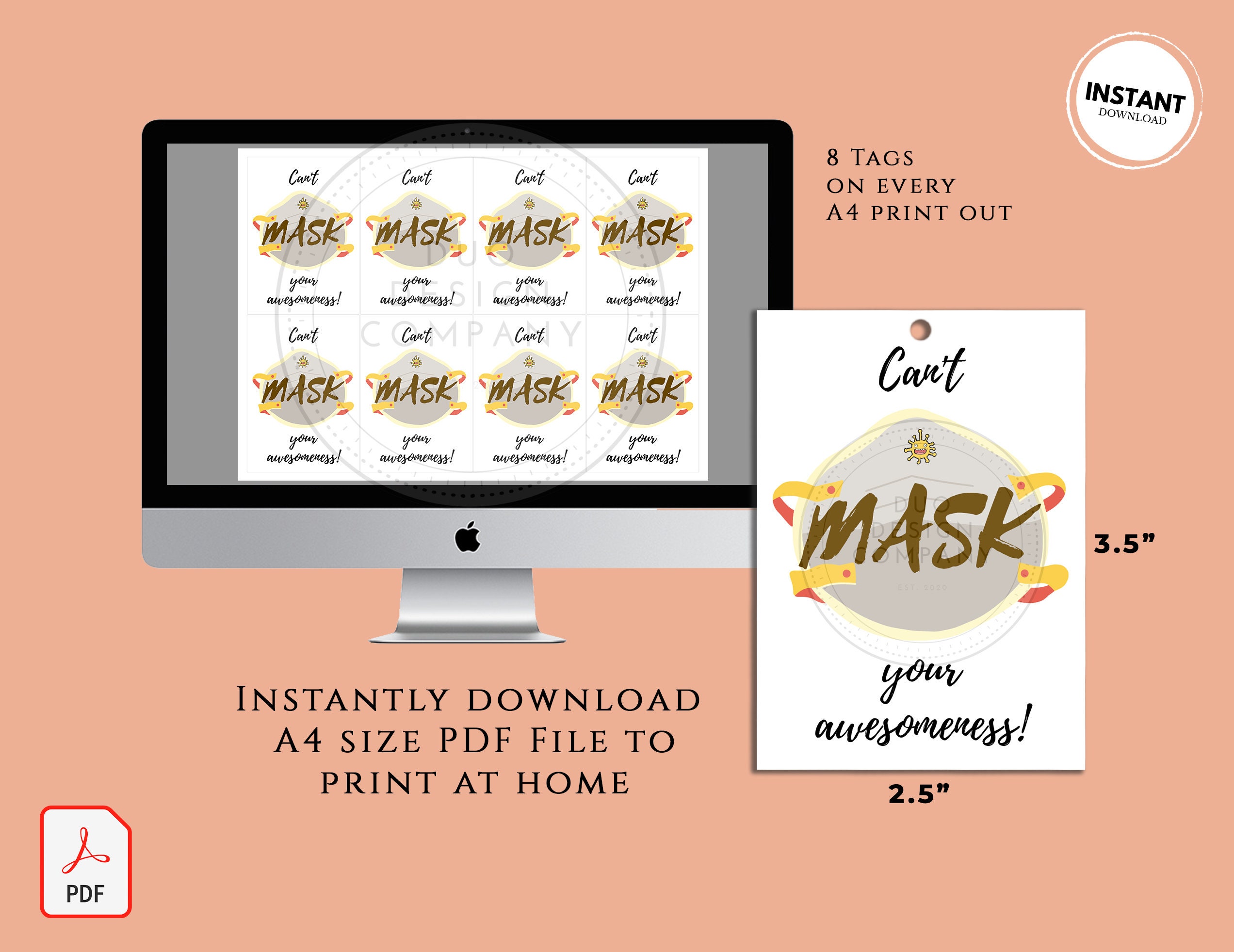 Printable Awesome Gift Tag | Can't Mask Your Awesomeness | Gift Tag ...
