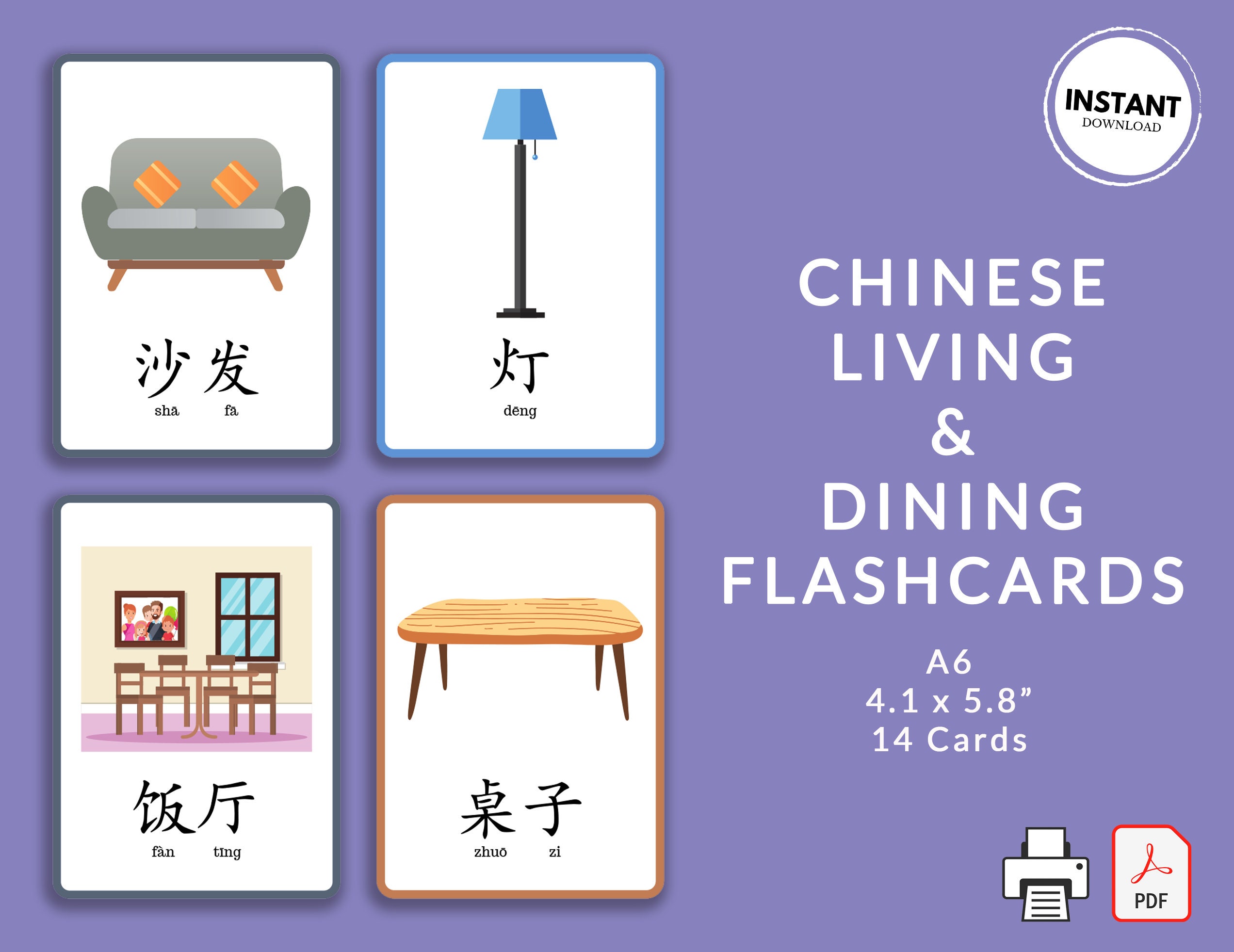 Chinese Living and Dining Room Flashcards Simplified Mandarin House ...
