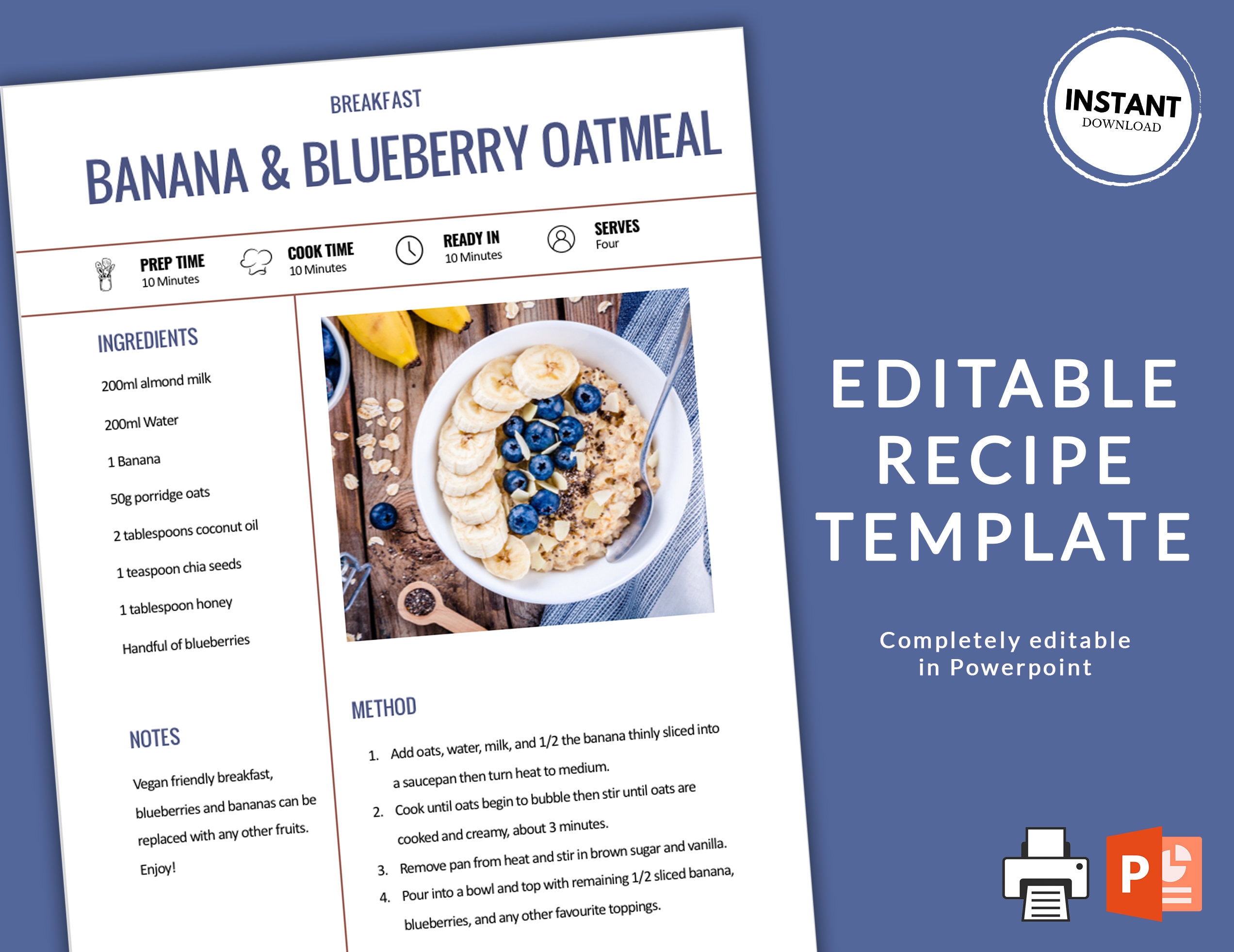 Editable Recipe Template | Recipe Card Template | Microsoft Powerpoint ...