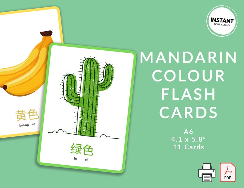 Printable Chinese Colour Flash Cards | Colour Flash Cards in Mandarin ...