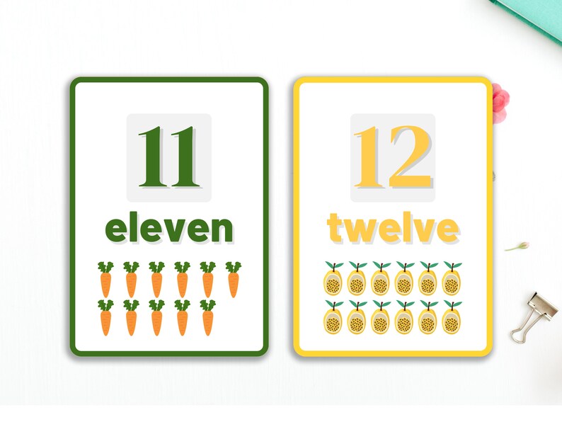 Numbers Flash Cards Printable 1-20 Flash Card Set Colourful Number ...