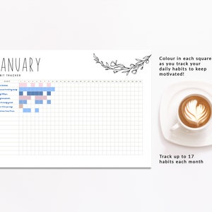 Printable Year in Pixels | Habit Tracker | Habit Log | Goal Tracker ...