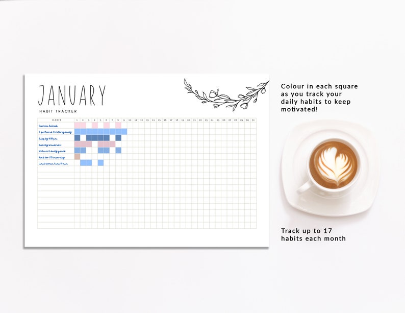 Printable Year in Pixels | Habit Tracker | Habit Log | Goal Tracker ...