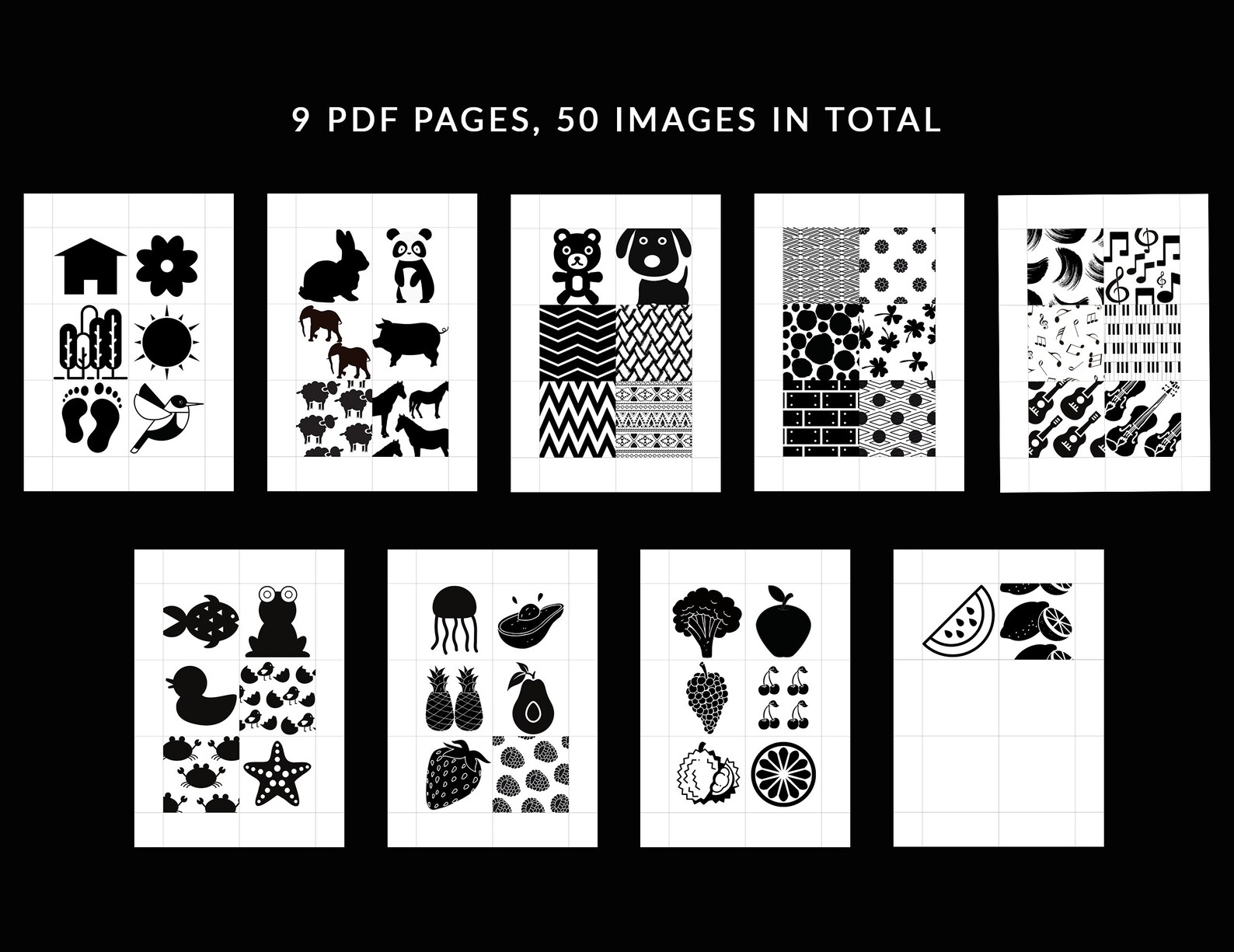 Printable Baby Flash Cards | Black and White High Contrast Cards | Baby ...