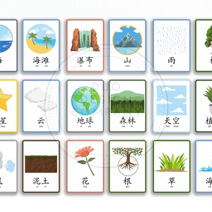 Nature Flashcards in Chinese | Printable Nature Flashcards in Mandarin ...
