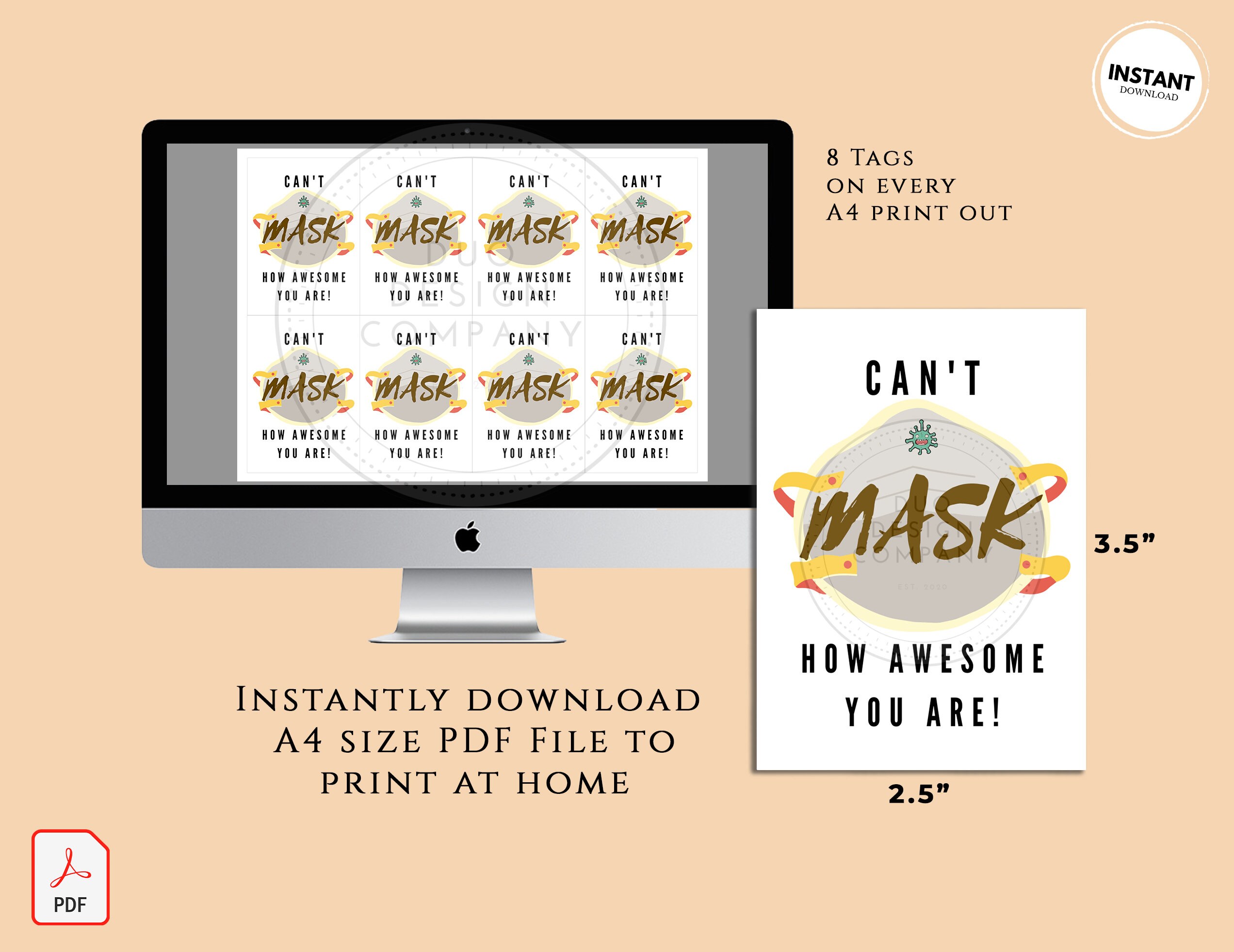 Printable Birthday Gift Tag Can't Mask How Awesome You Are Gift Tag ...