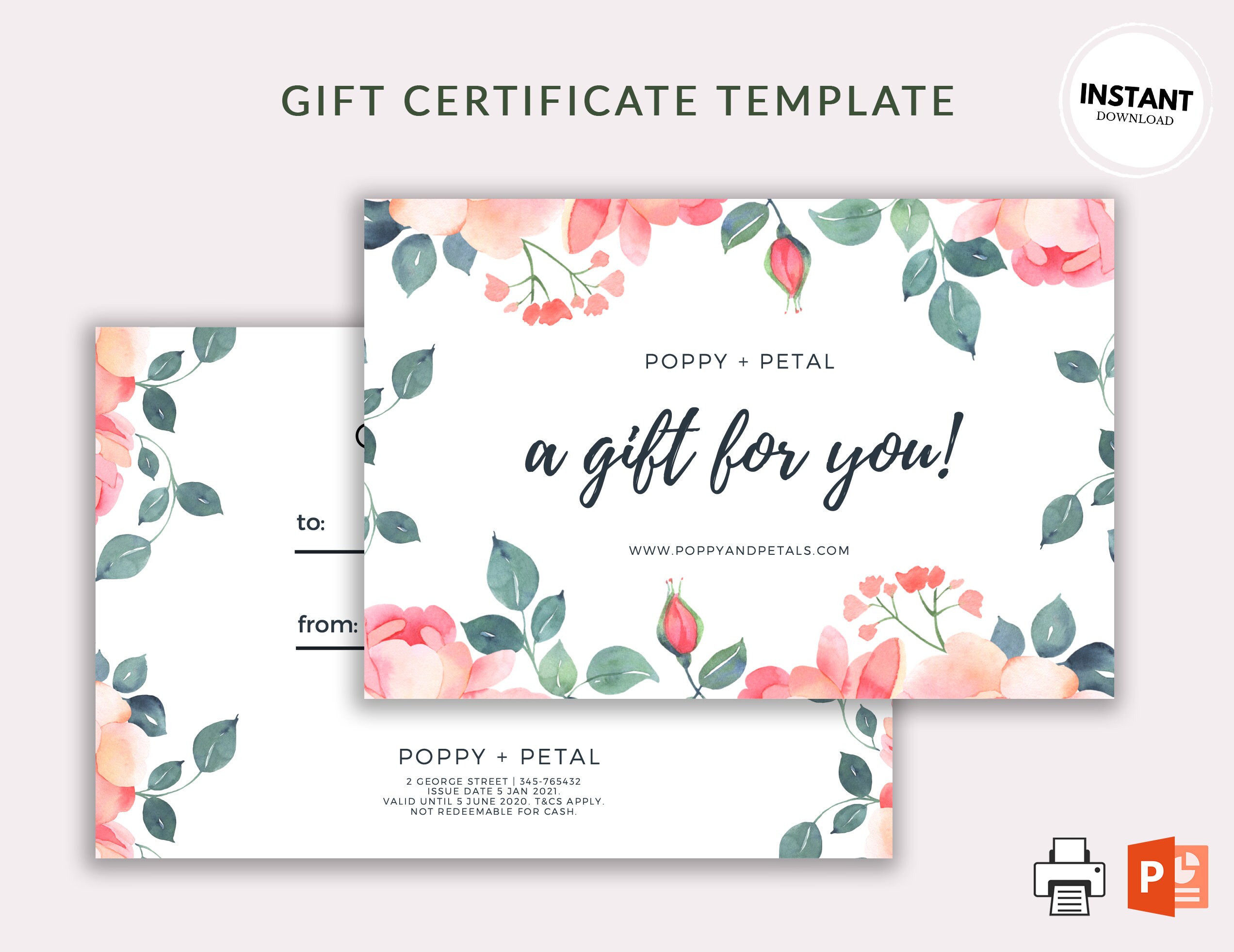 Vale de regalo editable / certificado de regalo imprimible / plantilla ...