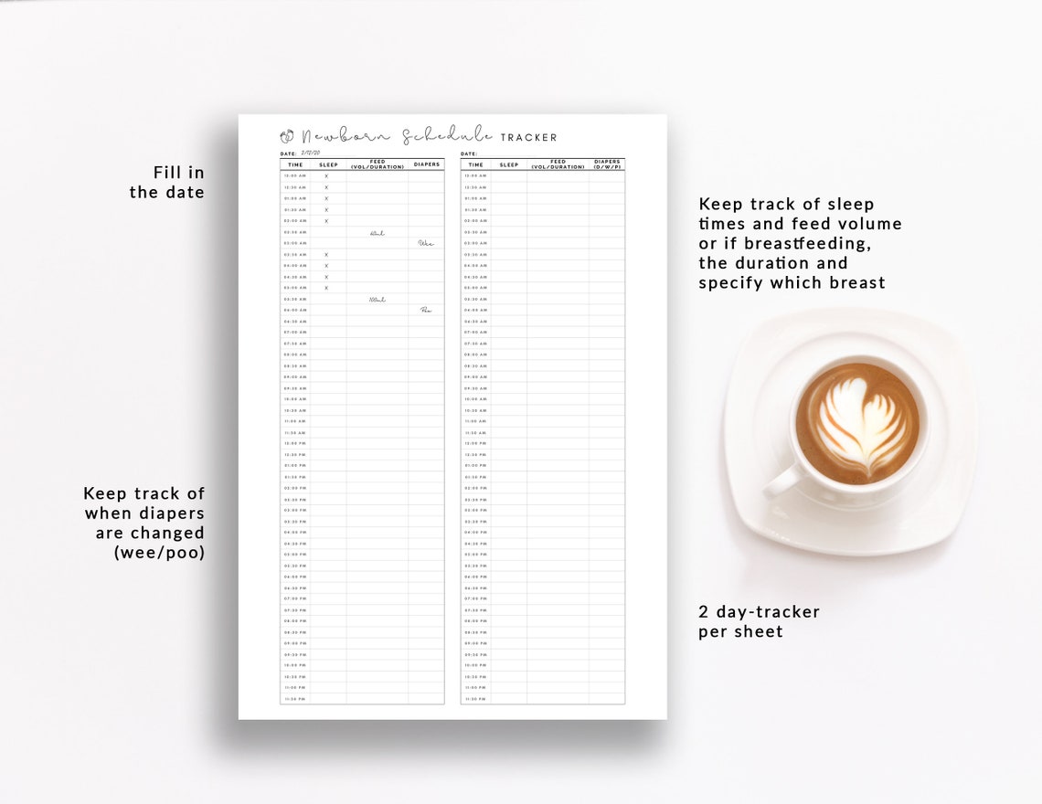 Printable Baby Schedule Tracker Newborn Schedule Tracker - Etsy UK