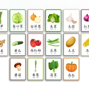 Chinese Vegetable Flashcards | Simplified Mandarin Vegetable Flashcards ...