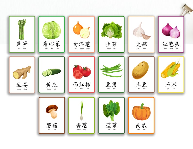 Chinese Vegetable Flashcards Simplified Mandarin Vegetable Flashcards ...