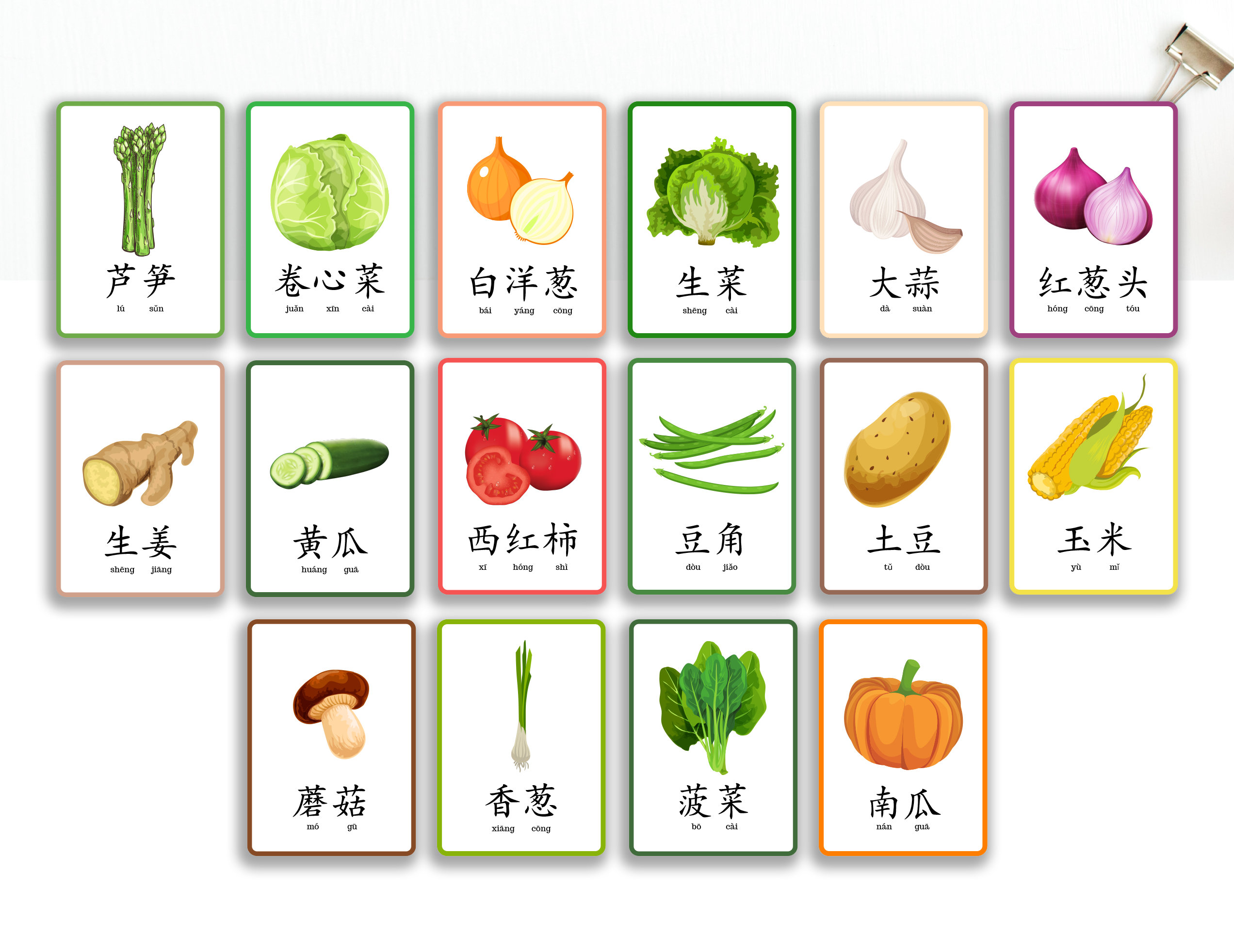 Chinese Vegetable Flashcards Simplified Mandarin Vegetable Flashcards ...