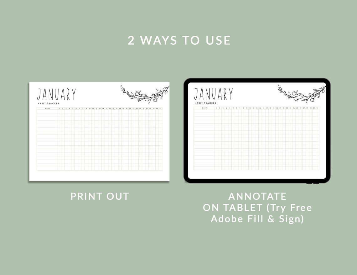 Printable Year in Pixels | Habit Tracker | Habit Log | Goal Tracker ...