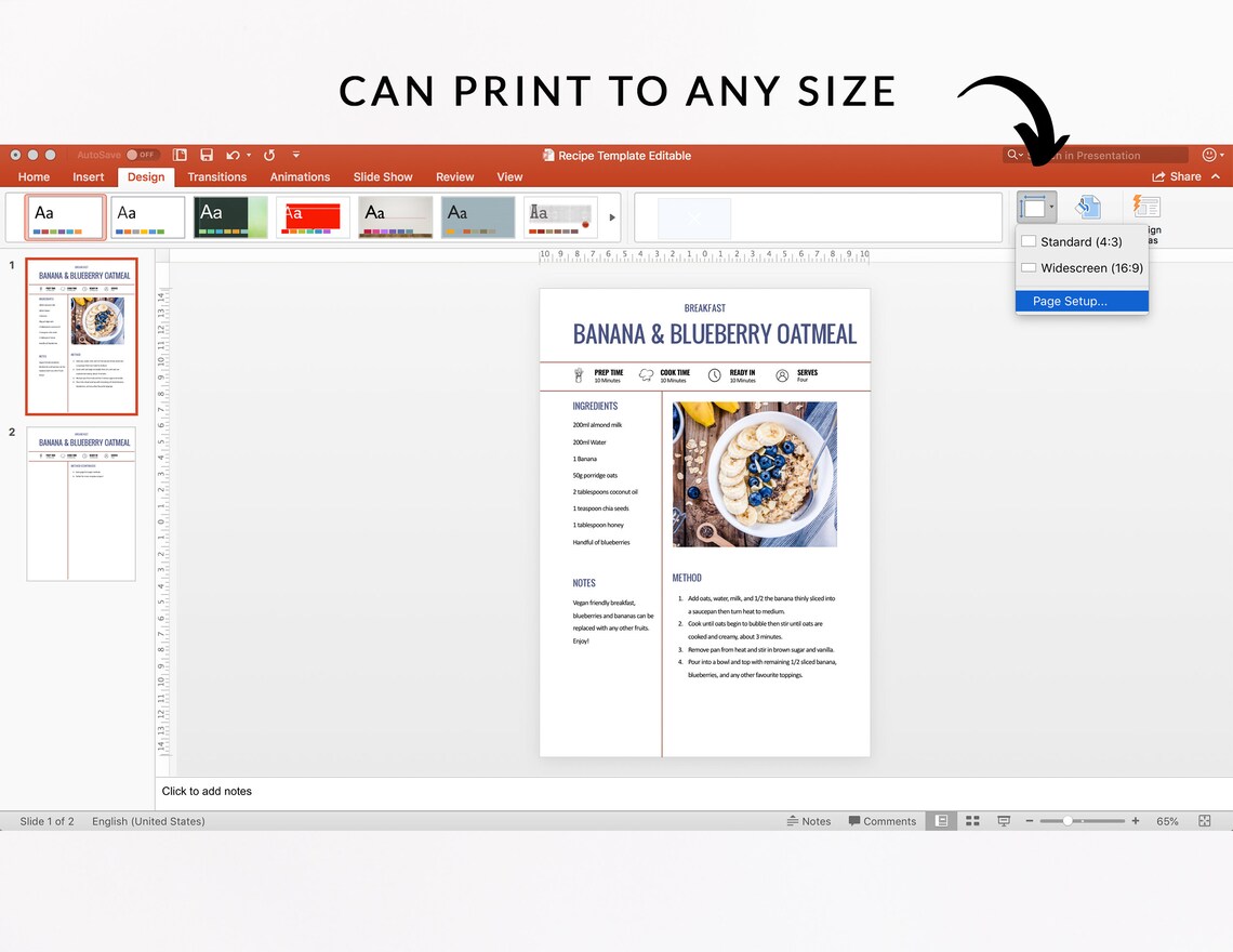 Editable Recipe Template | Recipe Card Template | Microsoft Powerpoint ...