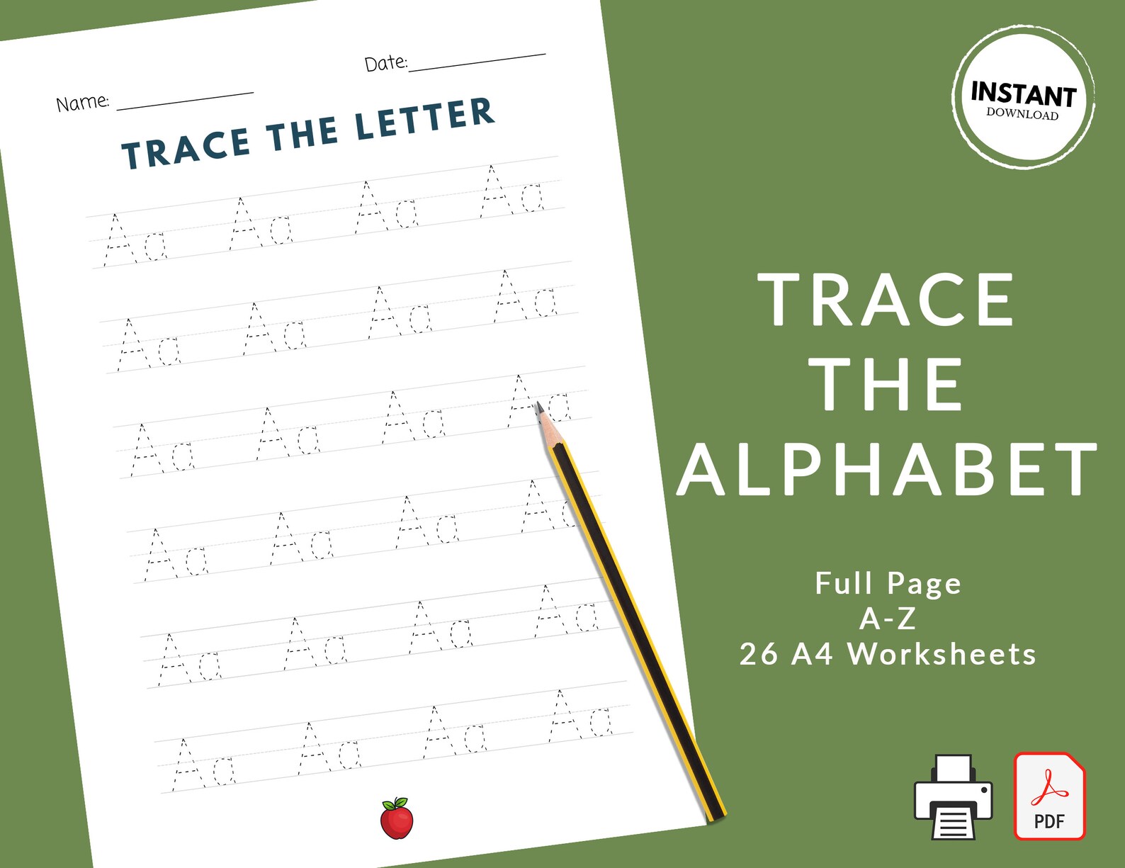 Printable 26 Page Alphabet Tracing Worksheet | Letter Tracing Worksheet ...