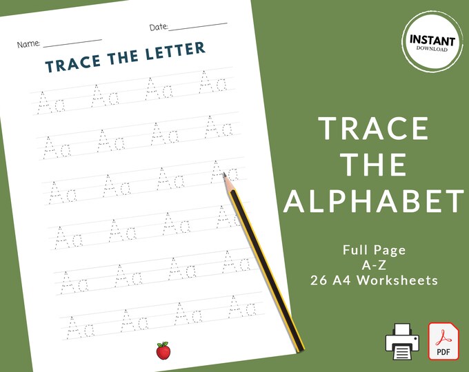 26 Printable Trace the Alphabet Worksheets, Preschool-kdg Phonics ...