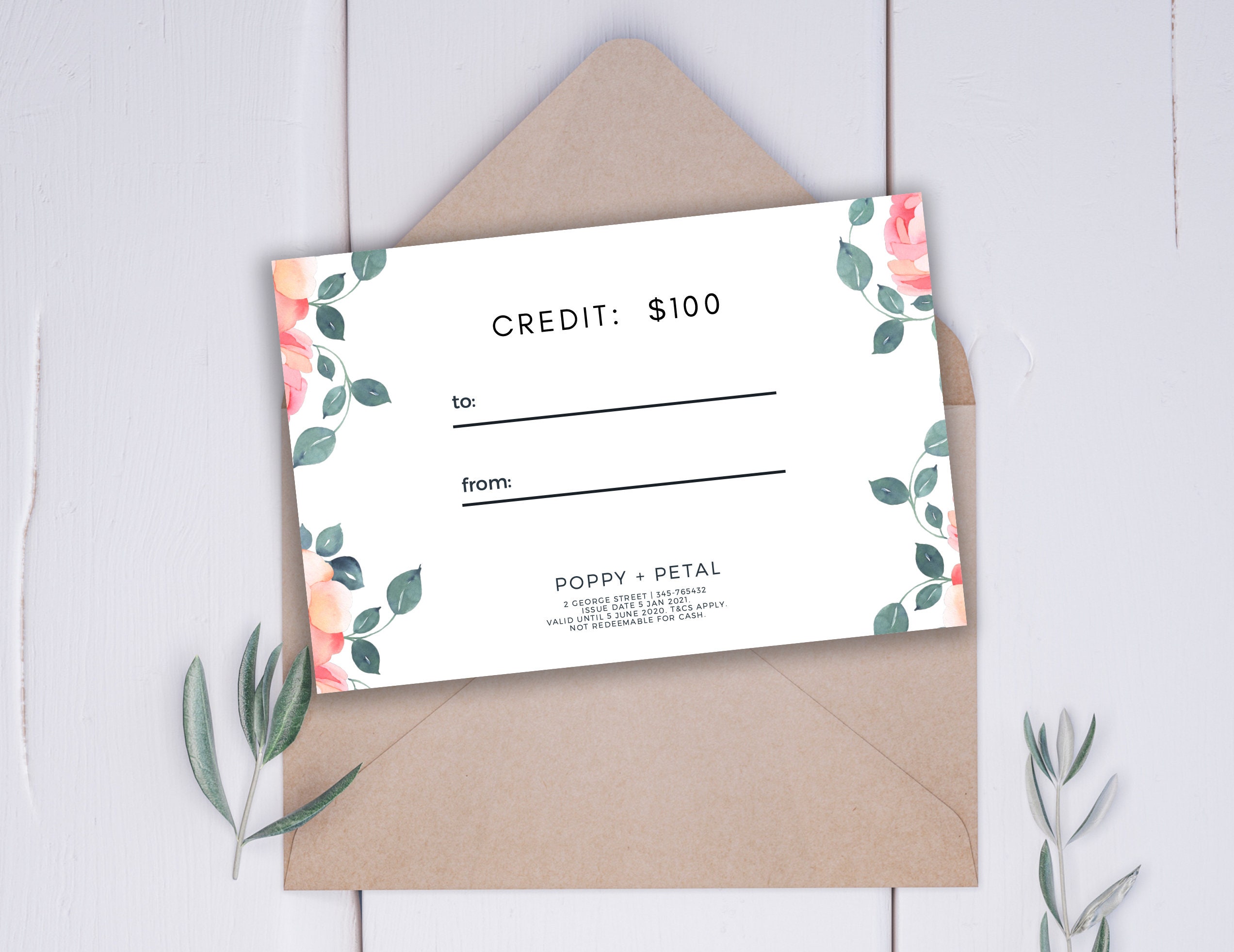 Editable Gift Voucher | Printable Gift Certificate | Gift Card Template ...