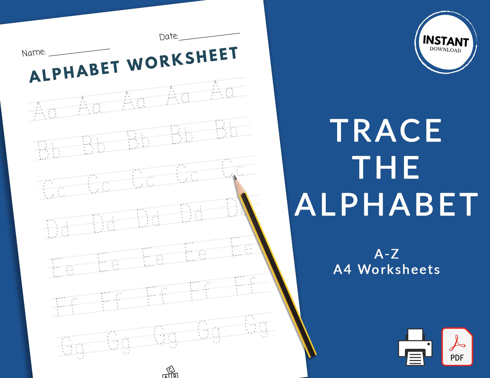 Trace the Alphabet Worksheet | Homeschool Activity | Learn the Alphabet ...