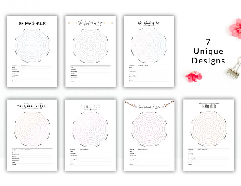 Life Wheel Balance Editable and Printable | Canva Editable Wheel of ...