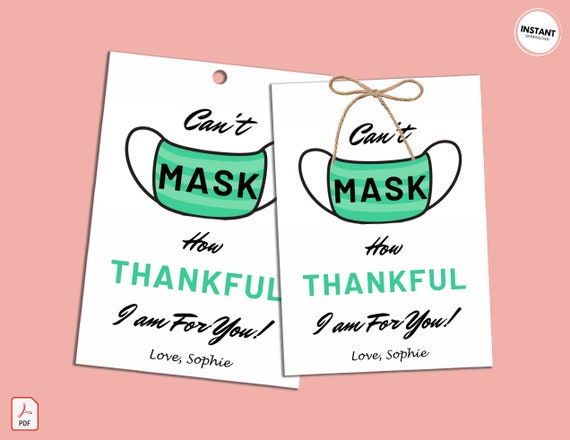 Editable Thank You Gift Tag Can't Mask How Thankful I Am | Etsy