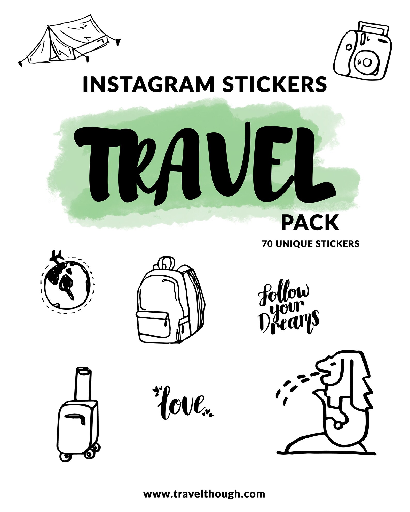 70+ Stickers - Instagram Story Stickers - Blogger - Travel - Instagram ...