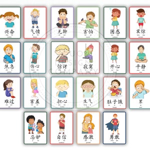 Chinese Feelings and Emotions Flashcards | Simplified Mandarin Emotions ...