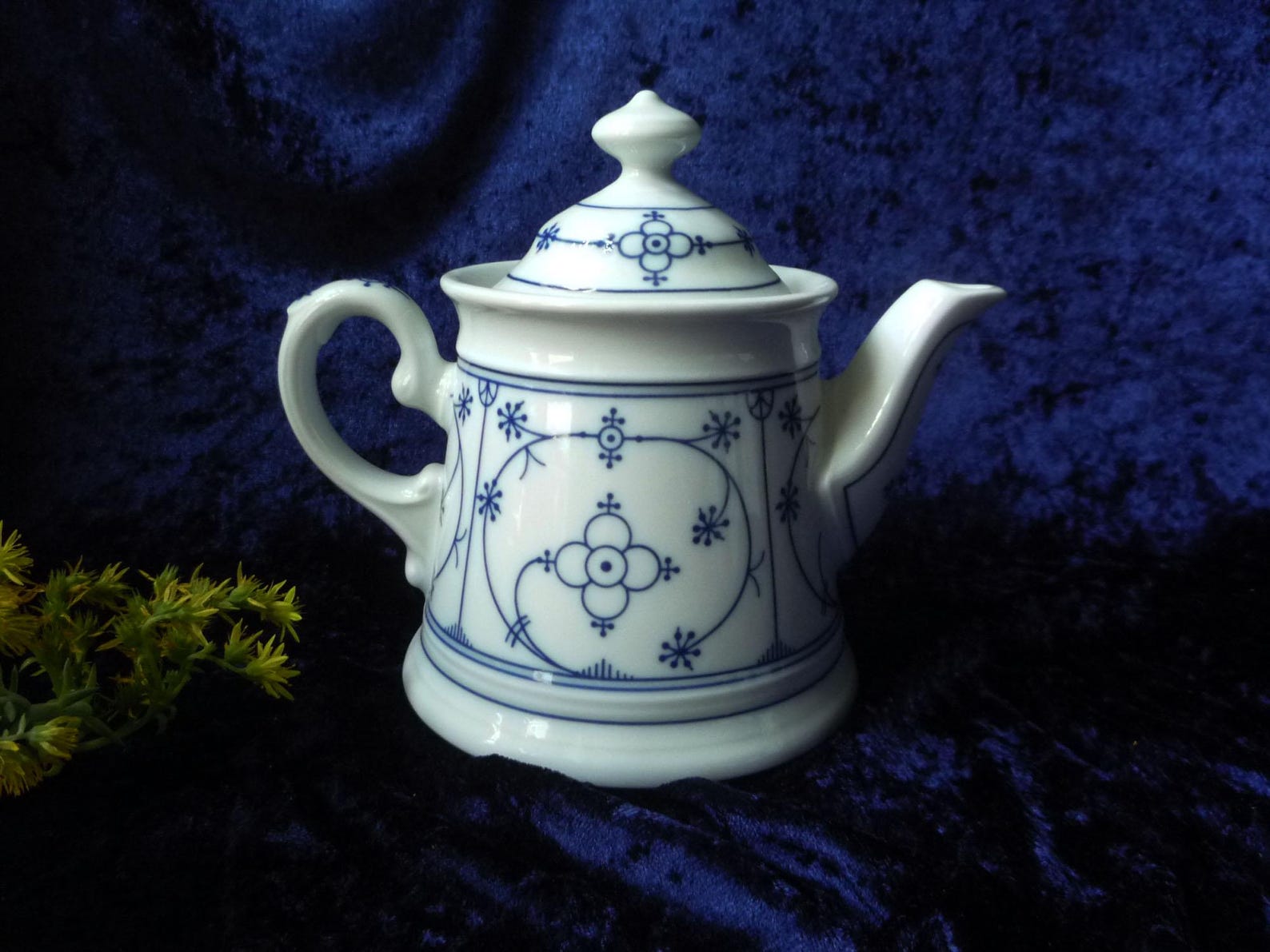 Kleine Friesen Teekanne, Strohblume blau weiß, indisch blau, Kaffee ...