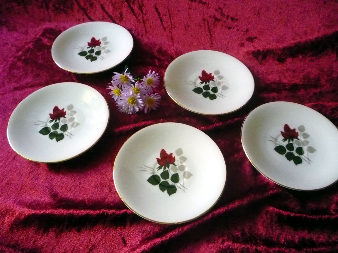 5 Serving Plates With Rose Pattern Coasters Ideal for Cakes - Etsy