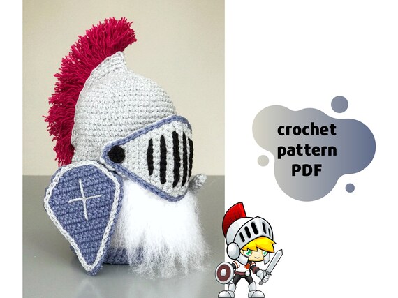 Knight Gnome Crochet Pattern PDF Knight Amigurumi Knight - Etsy