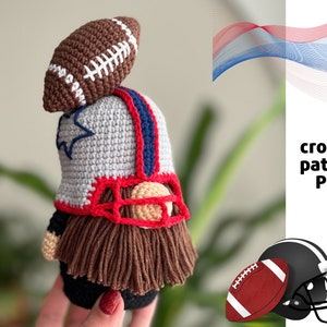 Crochet American Football Gnome Pattern PDF Amigurumi Rugby Player ...