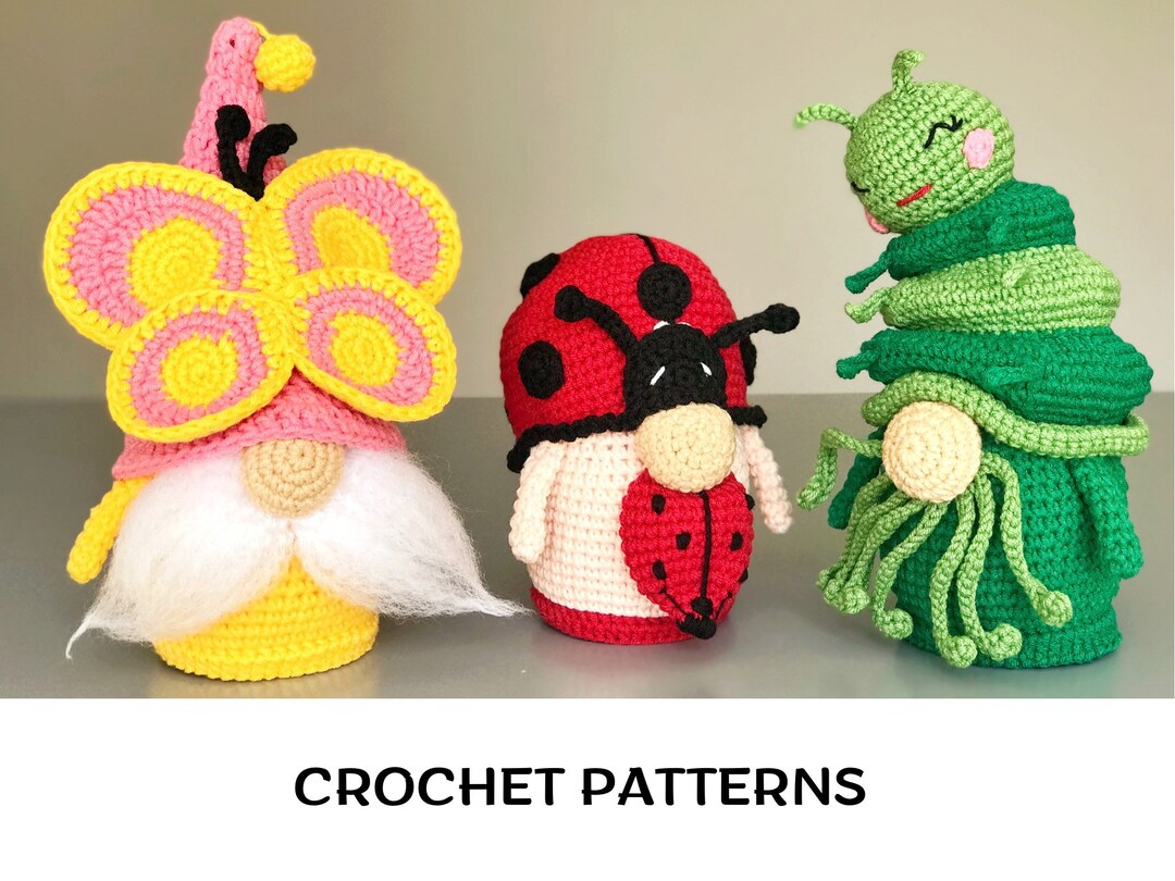 Crochet Garden Gnomes Pattern Bundle PDF – Butterfly Gnome, Caterpillar ...