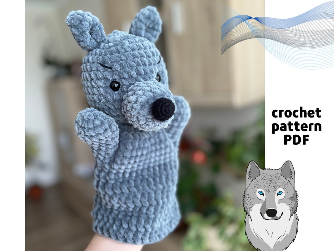 Crochet Wolf Hand Puppet Pattern PDF | Wolf Pattern | Wolf Diy | Wolf Amigurumi | Crochet Wild ...